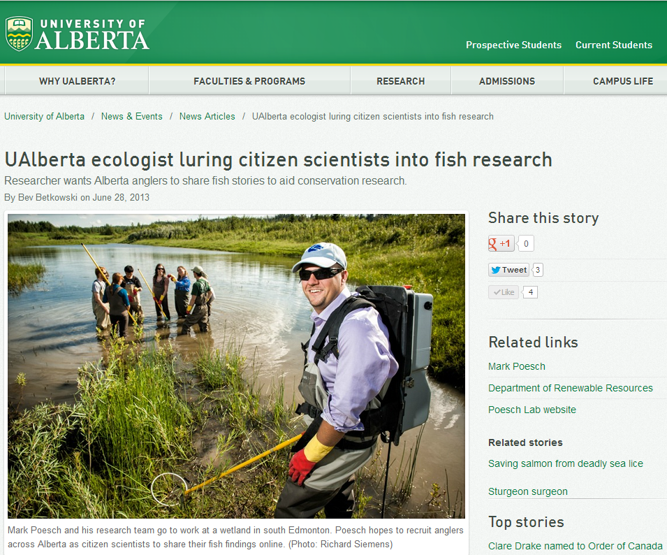 UAlberta ecologist luring citizen scientists into fish research ...